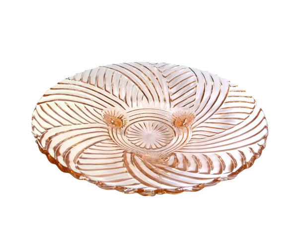 Pink Art Deco Shallow Glass Bowl, Stunning Design | DecorativeVintage ...